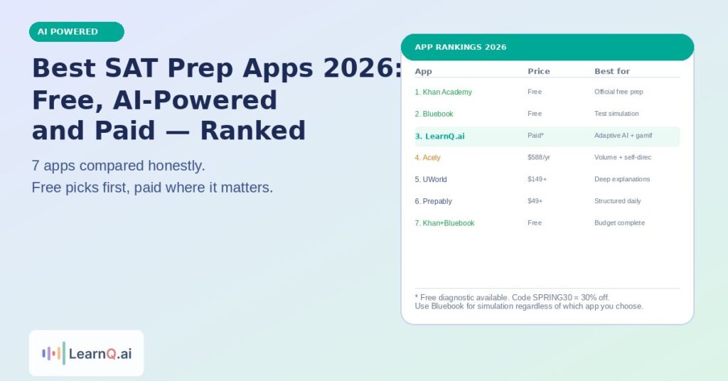 Best SAT Prep Apps 2026: Free & AI-Powered Options Ranked